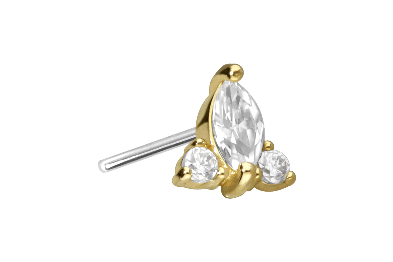 14 carat gold attachment with titanium push pin MOISSANITE FLOWER | 14 ...